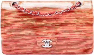 Chanel Sac bandouli&egrave;re Pre-owned en cuir verni ray&eacute; - Femme - Pre-owned - Orange - Taille: ONE Size