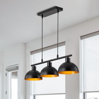 Wilon Pendelleuchte Esstisch Schwarz, Esstischlampe H&auml;ngend, Metall Lampenschirm H&auml;ngelampe 3 Flammig, Wohnzimmerlampe Decke H&auml;ngend (Ohne Lichtquelle)