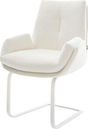 DELIFE Schwingstuhl Clea-Flex Freischwinger flach Wei&szlig; Boucl&eacute; Soft Beige