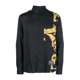 Versace Jeans Couture Homme, Chemises, Noir, Taille: M Chemise noire &agrave; manches longues avec cha&icirc;ne