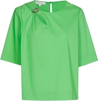 Marie M&eacute;ro Femme, Tops, Vert, Taille: 44 FR Chemisier vert avec broche au d&eacute;collet&eacute;