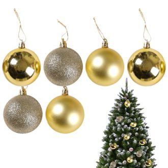 Generico Bruchsichere Weihnachtskugeln - Silberne Kugeln f&uuml;r Baum, goldene Weihnachten (6-teiliges Set), bruchsichere Anh&auml;nger, 8 cm, Schaumstoffkugel-Dekorati
