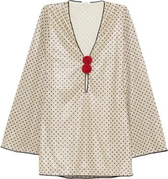 Os&eacute;ree Femme, Blouses et Chemises, Beige, Taille: 42 FR Blouse Lumi&egrave;re Rose