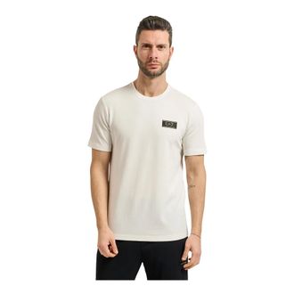 Emporio Armani Homme, Tops, Blanc, Taille: XL T-shirt &agrave; col rond avec logo sur la poitrine