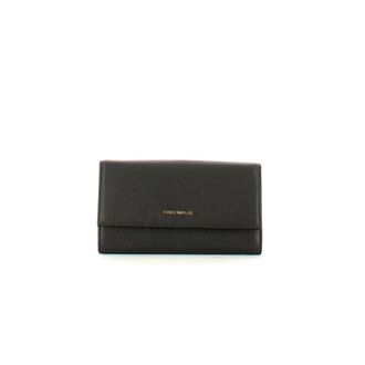 Coccinelle Femme, Accessoires, Noir, Taille: ONE Size Portefeuille Souple M&eacute;tallis&eacute; Cuir Grain&eacute;
