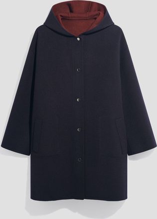 Gerard Darel Manteau en laine r&eacute;versible &agrave; capuche - ALEY - Bleu Nuit