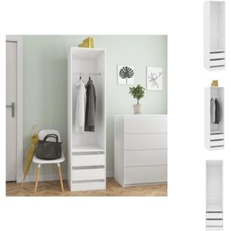 vidaXL Kleiderschrank mit Schubladen Wei&szlig; 50x50x200 cm Holzwerkstoff - Schreibtisch - Garderobe - Kommode - M&ouml;belst&uuml;ck - Wohnzimmer