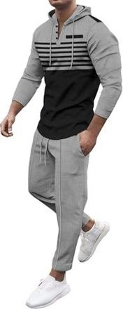 Generic Ensemble Homme Jogging Survetement Sweat &Agrave; Capuche &Agrave; Manches Longues Et Pantalon Jogging 2 Pi&egrave;ces, Doux Et Confortable, Streetwear Outfit Decontract&eacute; 