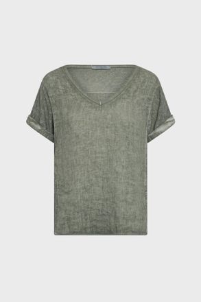 Gerard Darel T-shirt V ample en lin - Vert Kaki