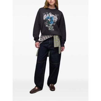 Ganni Floral Print Sweatshirt - Black
