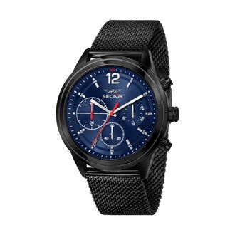 Sector Chronograph Blaues Zifferblatt Mesh Armbanduhr - - Accessories - Herren - Schwarzk - ONE SIZE