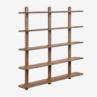 Sklum Wandregal aus Holz Veleta &x2194&xFE0E 130 cm Akazienbraun dunkel 5 Fachb&ouml;den