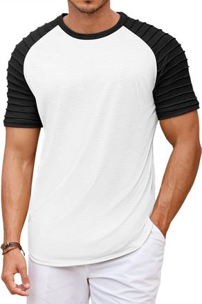 Coofandy Herren Funktionsshirt Rundhals T-Shirt Kurzarm Muscleshirt Fitness Shirts Sport Atmungsaktiv Raglan Shirt Gym Tee Mehrfarbig XXL