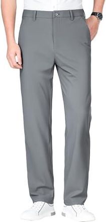 Generic Pantalon de costume en soie glac&eacute;e &agrave; taille &eacute;lastique pour homme - Pantalon formel pour homme - Pantalon d&eacute;contract&eacute; et confortable - Pantalon extensi