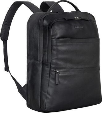 STILORD ABEL Schlanker Lederrucksack mit 15,6 Zoll Laptop-Fach Herren und Damen schwarz ideal als Echt-Leder Tagesrucksack und Business-Rucksack f&uuml;r B&uuml;ro, Sch