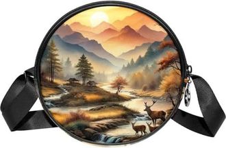 Generic Petit sac &agrave; bandouli&egrave;re Circle pour femme, petit sac &agrave; bandouli&egrave;re avec fermeture &eacute;clair, bretelles r&eacute;glables, sac &agrave; main rond d&eacute;contract&eacute; pour femmes
