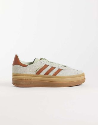 adidas Originals Gazelle Bold baskets vert et bronze-Marron