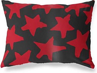 Bonamaison Le Jardin du Lin Kissen Zierkissenbezug Rot-Schwarz Kissenbezug, Weich Bequem, Für Zuhause Autos Büro Sofa Wohnzimmer Couch Schlafzimmer Dekor, 35x50 