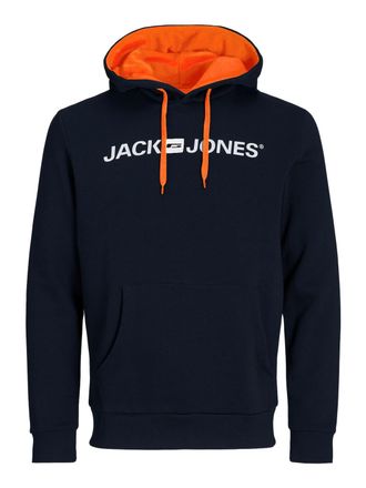 Jack & Jones Herren JJECORP Old Logo Sweat Hood, Kapuzen Hoodie Langarm, Navy Blazer/Shocking Orange, XXL