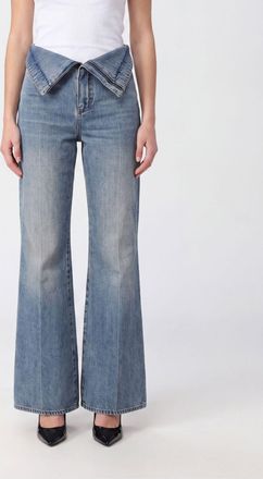Alexander McQueen McQueen Jean flare taille haute en denim de coton avec effet us&eacute;