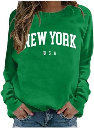 Generic Sweat-shirt graphique &agrave; col rond pour femmes, tendance, &agrave; manches longues, sweat &agrave; capuche Y2K, v&ecirc;tements universitaires, confort universitaire, sweat