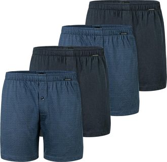 Schiesser Singel-Jersey - Boxershorts - 4er Pack (6 Blau/dunkelblau)