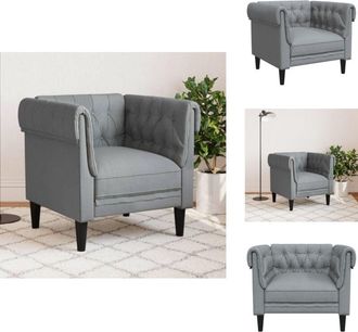 vidaXL Chesterfield-Sessel Hellgrau Stoff - Chesterfield Sessel - Sofa - Lounge Chair - Lesesessel - Grau