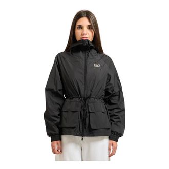 Emporio Armani Femme, Vestes, Noir, Taille: 42 FR Veste &agrave; Capuche avec Logo