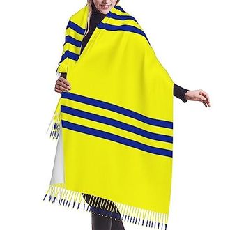 Generic Rayures Jaunes Et Bleues Femme Scarf Mode Ch&acirc;le Douce Etole Pour Automne Hiver Soir&eacute;e Cadeau
