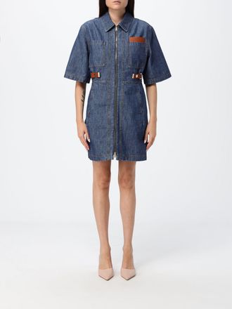 Fendi Slim Fit Mini-Hemdblusenkleid von aus Baumwolldenim mit Rei&szlig;verschluss