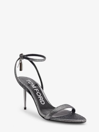 Tom Ford Womens Laminated Heeled Sandals Silver Polyester