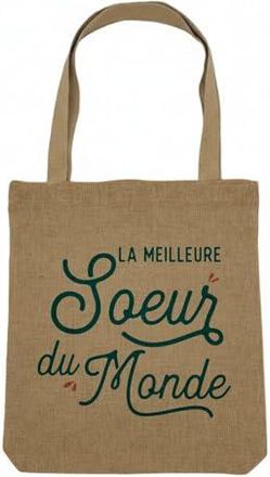 Fabulous Sac Shopping Tote Bag Aspect Lin - La Meilleure Soeur du Monde Famille Id&eacute;e Cadeau - Sac de Courses Toile Epaisse 360g Beige Naturel Cabas Port&eacute; Epaul