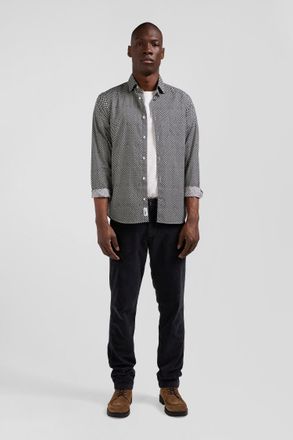 Eden Park Chemise En Popeline De Coton Grise Imprim&eacute; Graphique Coupe Slim