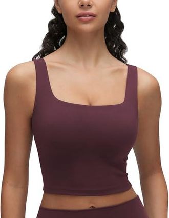 CRZ YOGA Butterluxe Femmes Carré Cou Palangre Soutiens-Gorge de Sport - Yoga Pilates Rembourré Hauts Prune Morte 38