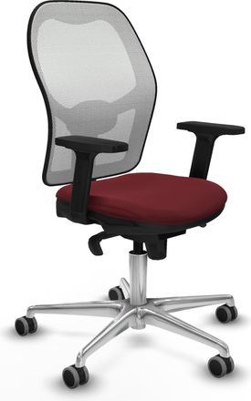 Piqueras y Crespo Schreibtischstuhl f&uuml;r Telearbeit mit 2D-Armen, h&ouml;henverstellbare Lendenwirbelst&uuml;tze, mit 5 Positionen und injiziertem Schaumstoff, Wei&szlig;/Granatrot