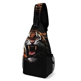 Generic Sacoche Tactique T&ecirc;te de feu du tigre Casual Sacs &agrave; Bandouli&egrave;re Multifonction Sac &agrave; Dos De Voyage pour Randonn&eacute;e Cyclisme Camping
