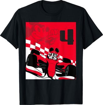 Disney Racing 4th Birthday 4 Years Old Mickey Mouse Race Car T-Shirt