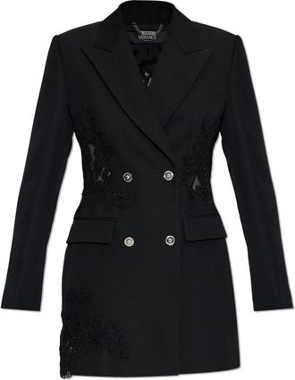 Versace Femme, Vestes, Noir, Taille: 38 FR Blazer Crois&eacute; en Laine