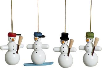 Rudolphs Schatzkiste Baumbehang Schneemänner bunt mit Faden Höhe ca. 5cm NEU Baumschmuck Christbaumschmuck Strauchbehang Weihnachten Schneeball Figur Seiffen Erzgebirge Ho