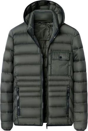 Generic Veste décontractée en coton épais pour homme avec col montant et capuche - Veste dhiver légère à manches longues, Olive Drab, 4XL
