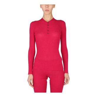 Dsquared2 Gerippter Strickpullover mit Kn&ouml;pfen - - Knitwear - Damen - Rosa - M