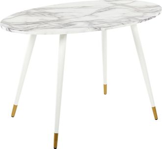 Beliani Esstisch glamourös aus MDF Marmor/weiß oval 120 x 70 cm Metallbeine Gutiere