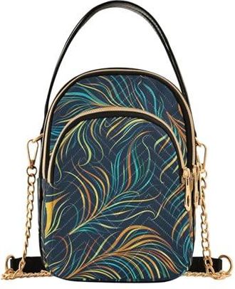 Mnsruu Sac à bandoulière pour femme avec plumes de paon vert - Petit sac à bandoulière avec sangle réglable