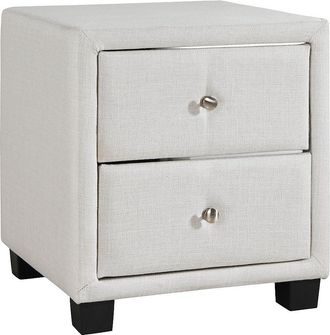 Vente-Unique Nachttisch mit 2 Schubladen - Stoff - Elfenbein - PICHONIA