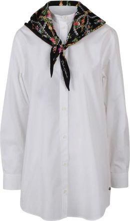 Dolce & Gabbana Femme, Blouses et Chemises, Blanc, Taille: 42 FR Chemise en popeline avec foulard en soie