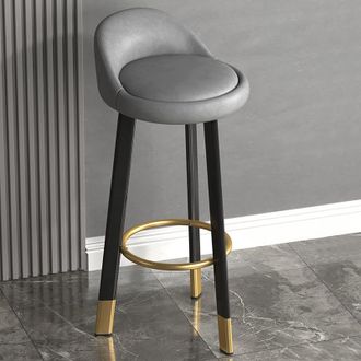 Generic Moderner Barhocker in Tresenh&ouml;he - Ergonomischer K&uuml;chenstuhl aus PU-Leder mit Fu&szlig;- und R&uuml;ckenlehne, 61 cm (24 Zoll) hoher, orangefarbener Barhocker f&uuml;