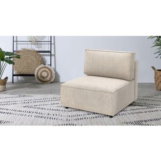 BOBOCHIC Bobochic - Chauffeuse 1 place pour canap&eacute; modulable nihad tissu velours c&ocirc;tel&eacute; Beige