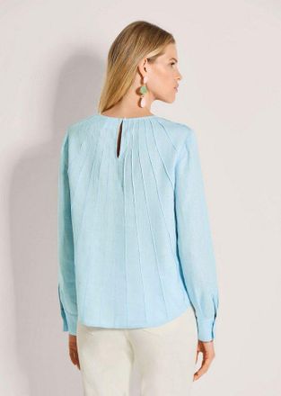 Madeleine Langarmbluse Blusenshirt mit feinen Biesen Schlupfbluse mit Rundhals, Manschetten und Langarm