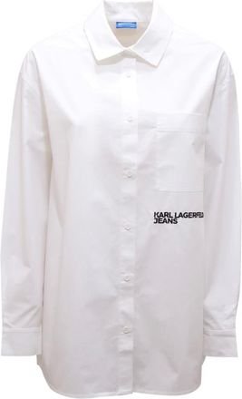 Karl Lagerfeld Femme, Blouses et Chemises, Blanc, Taille: 38 FR Camicia Oversize Jeans Shirt