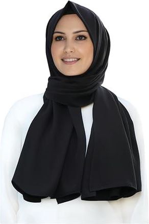 Lina & Lily Medina Écharpe en soie opaque pour femme Hijab, Noir, Taille unique